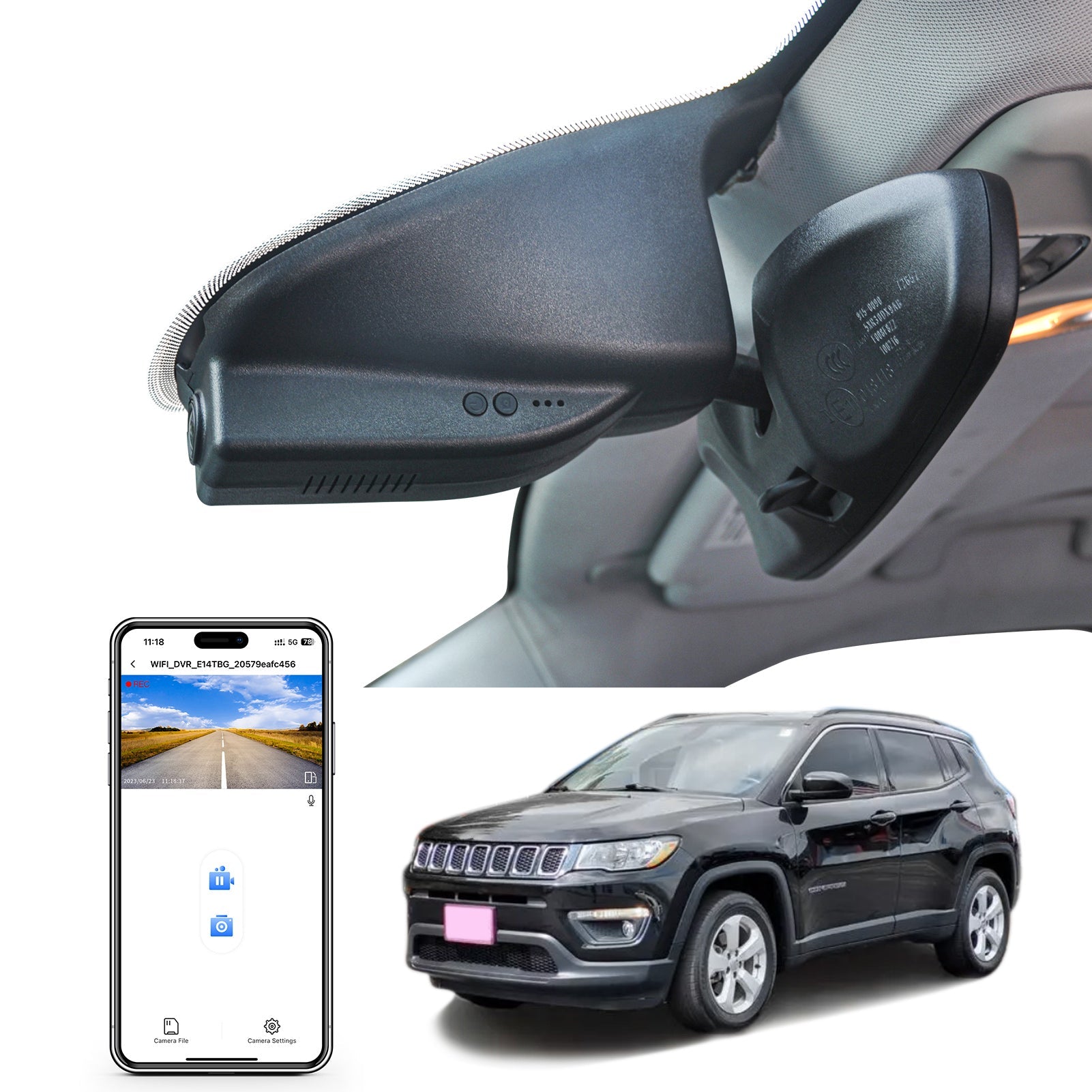 Discreet Clarity: 4K Dash Cam for Jeep Compass (Custom Fit)
